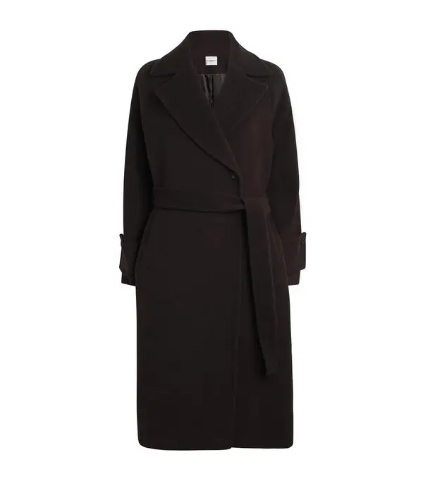 Claudie Pierlot Wool-blend Belted Coat - Brown
