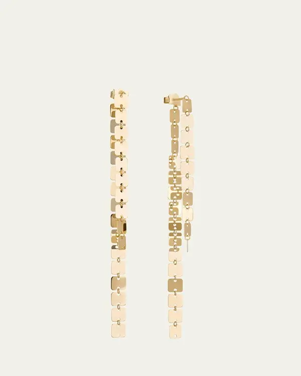 Lana Jewelry 14k Yellow Laser Square Chain Earrings - Gold