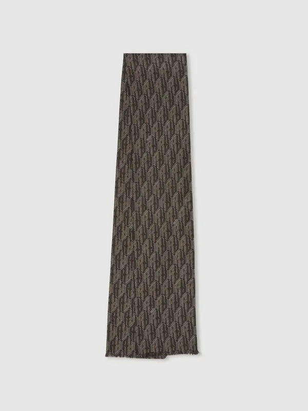 REISS Mallory Silk-twill Monogram-jacquard Dress Scarf - Dark Multi
