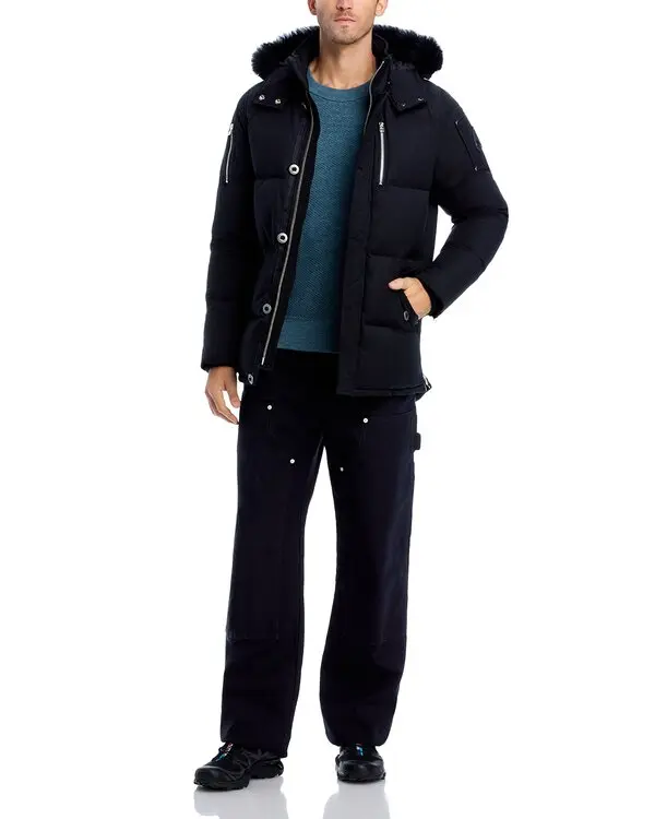 Moose Knuckles Original 3q Down Jacket With Shearling Trim - Black With Black Shearling