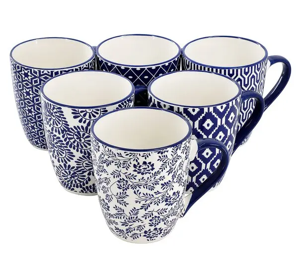 ELAMA Declan 6pc 12oz Stoneware Mug Set