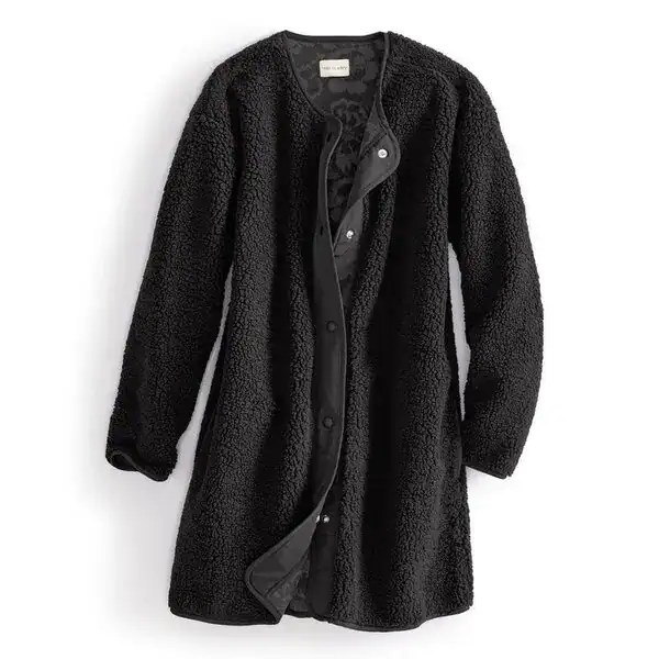 Women's Collarless Teddy Coat By YOOX OVERSIZE COLLARLESS