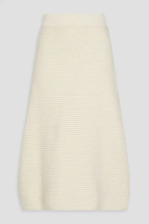 Le17septembre Ribbed Wool Midi Skirt In Ivory - 55% Off | Editorialist