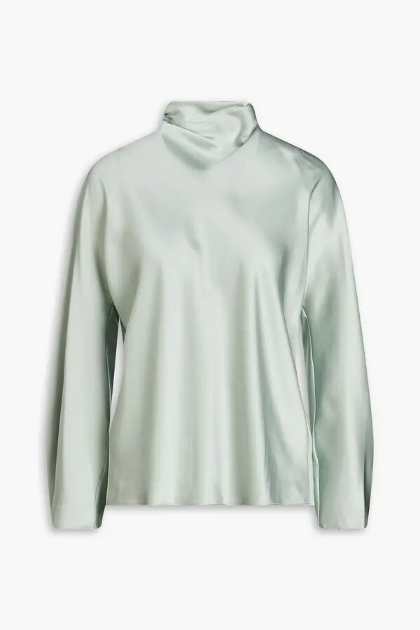 Vince Silk-satin Crepe Turtleneck Top