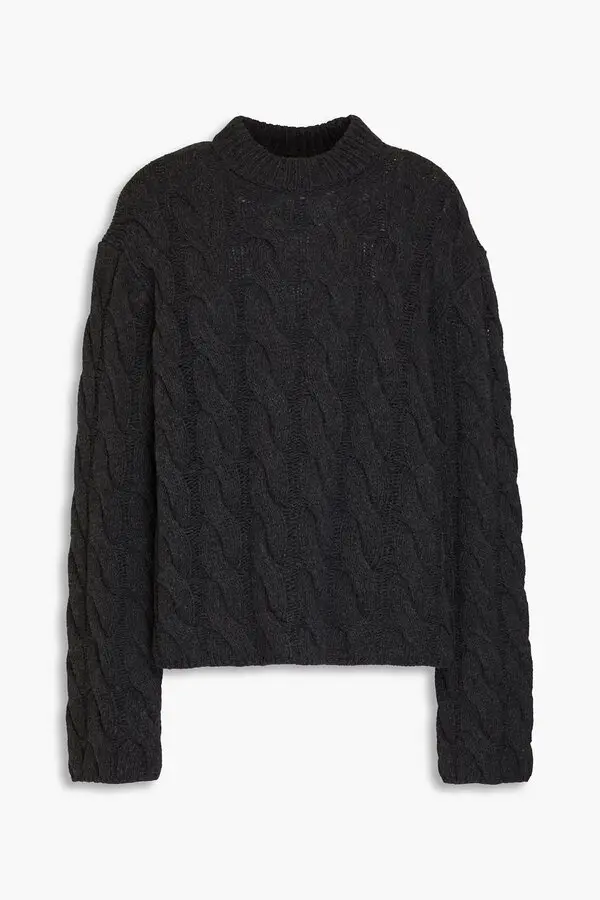 Theory Cable-knit Wool And Cashmere-blend Sweater - Charcoal
