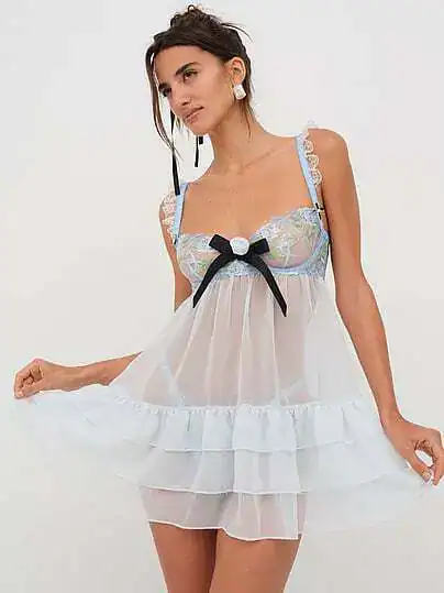 blue babydoll slip dress Milly Women's Sadie Stripe Mini Dress - Blue - Size XL main image 0