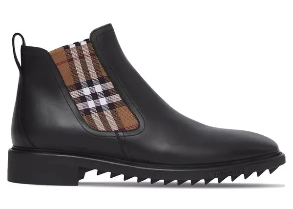 Burberry Check Panel Ankle Boots