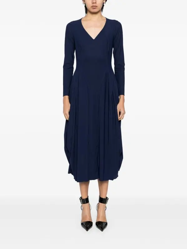 High Balloon Long-Sleeve Midi Dress - Blue | Editorialist