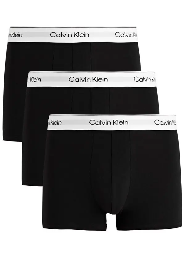 Calvin Klein Modern Stretch-cotton Trunks - Black And White