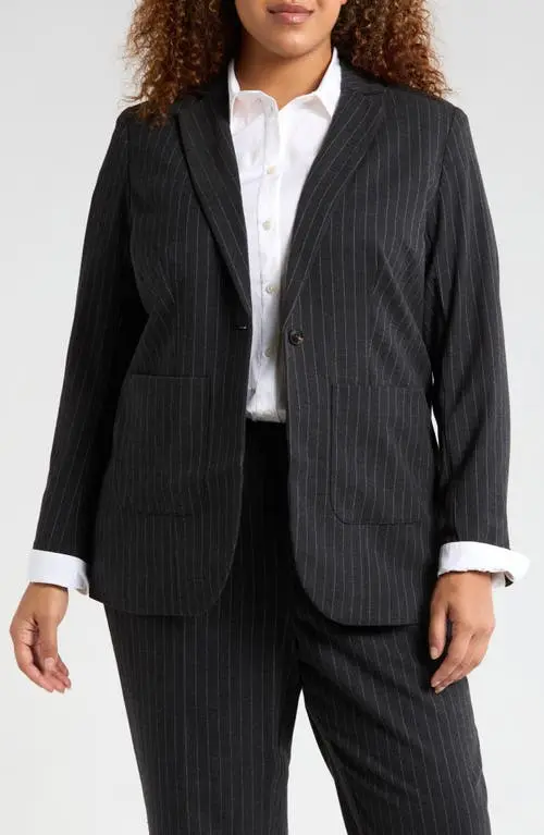 Universal Standard Pinstripe Notched Lapel Blazer