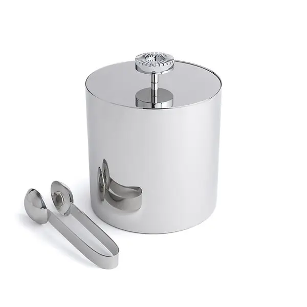 ANNA NEW YORK Striations Ice Bucket & Tongs, Silver Tone - No Color