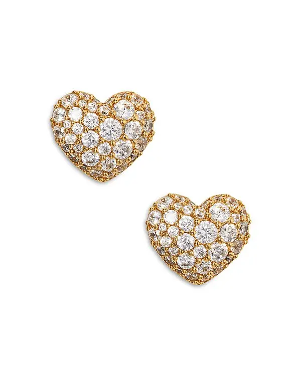 Nadri Cubic Zirconia Heart Stud Earrings - Gold