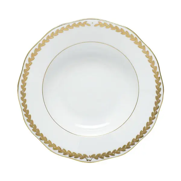 HEREND Golden Laurel Rim Soup Plate