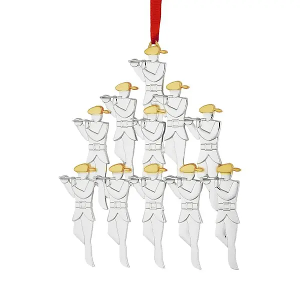 NAMBE Twelve Days Of Christmas: 11 Pipers Piping Ornament - Silver
