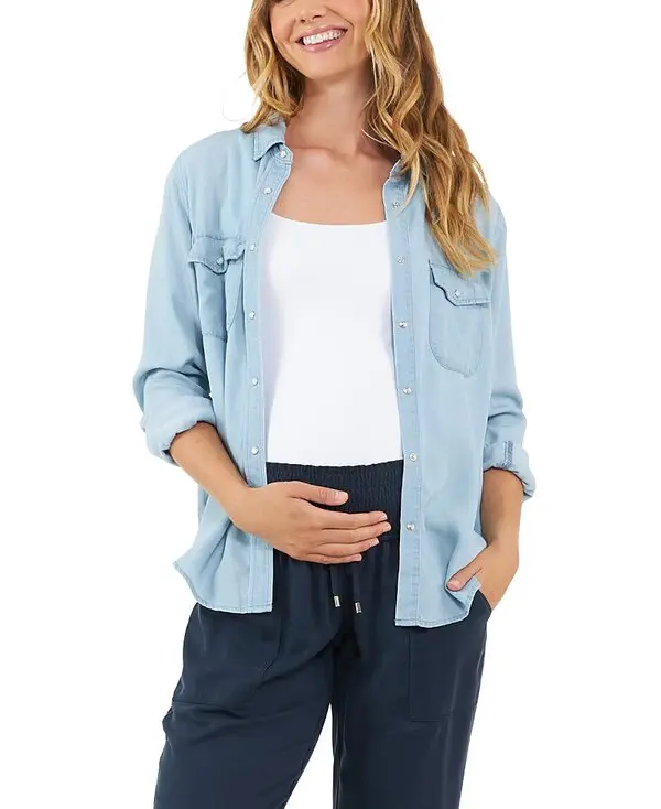 RIPE MATERNITY Bec Chambray Button-up Shirt