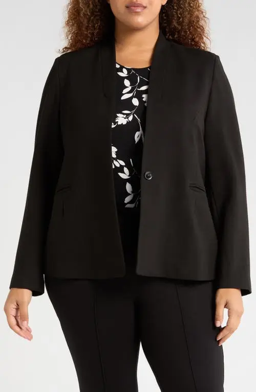 Universal Standard Lennox Padded-shoulder Ponte Blazer - Black