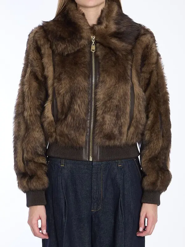 Zimmermann Illustration Shearling Jacket In Brown - 25% Off