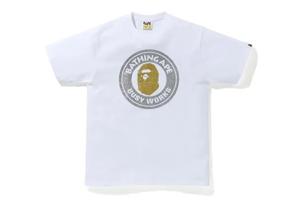BAPE Glitter Busy Works Tee Shirt - White