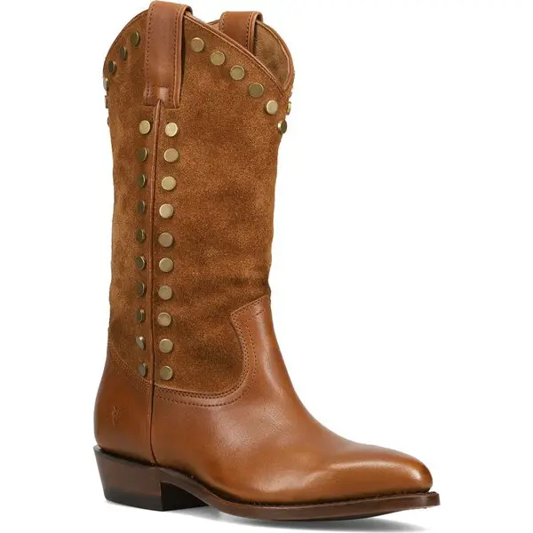 Frye Billy Studded Western Boots - Bark