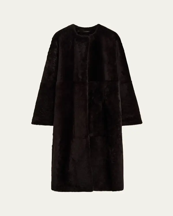 TOTÊME Shearling Coat - Dark Brown