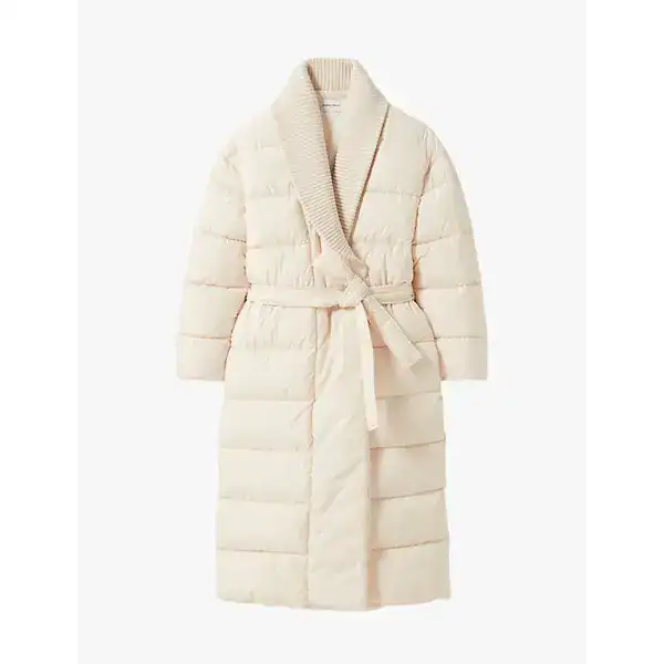 Claudie Pierlot Shawl-Lapel Quilted Puffer Jacket In Naturels 50