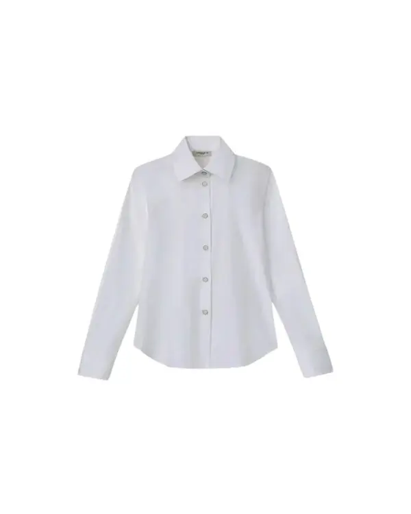 Lafayette 148 New York Snap-front Stretch Cotton Blouse