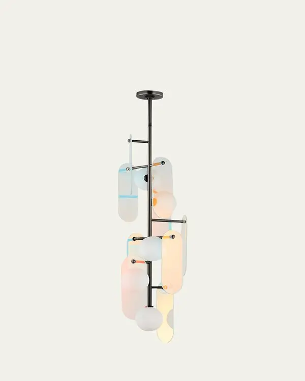 Studio M Megalith Dichroic Glass 42" 5-light Vertical Chandelier - Gunmetal