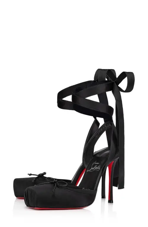 CHRISTIAN LOUBOUTIN Cassia Lace-up Slingback Pumps - Black/ Lin Black