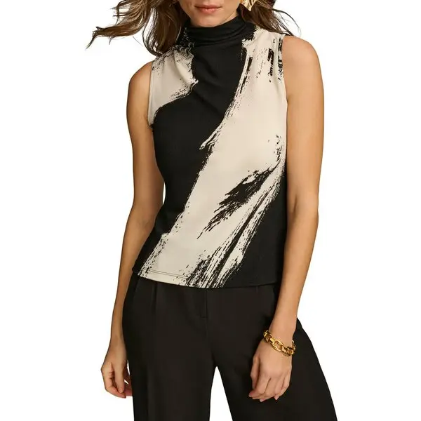 Donna Karan New York Abstract Print Knit Top