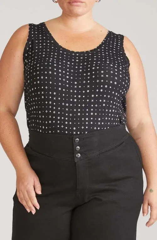 Universal Standard Hudson Liquid Jersey High-low Tank Top - Galactic Print In Black