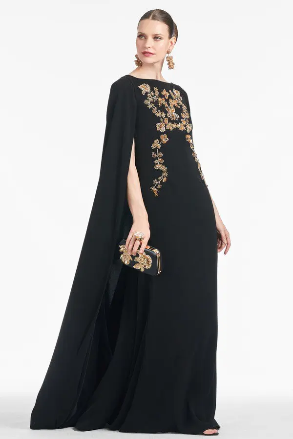 Sachin & Babi Vittoria Embroidered Gown - Black