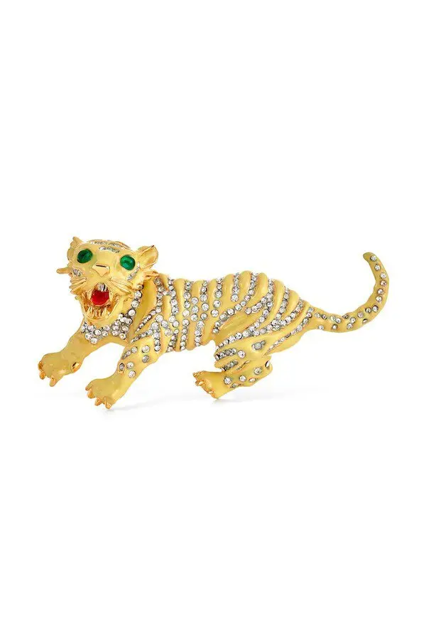 KENNETH JAY LANE Emerald Eyes Tiger Pin