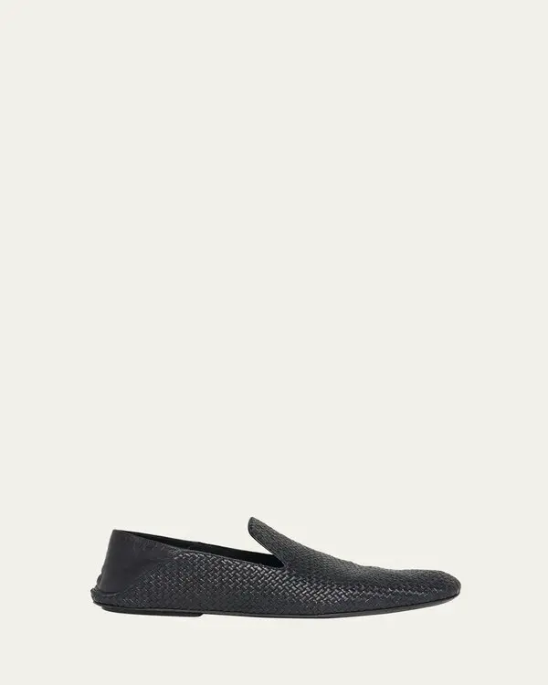 Bottega Veneta Mini Weave Slipper Loafers - Black