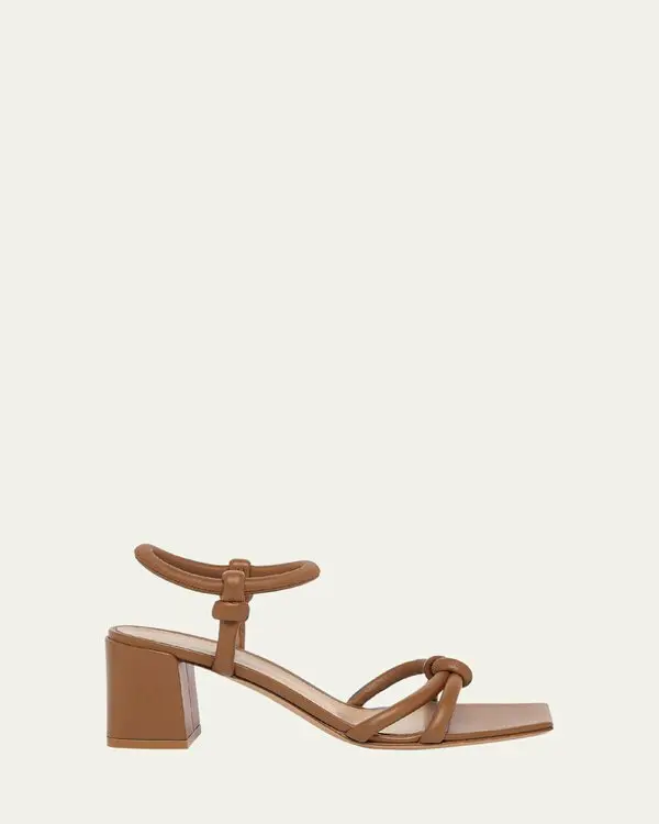 GIANVITO ROSSI Knotted Leather Sandals - Praline