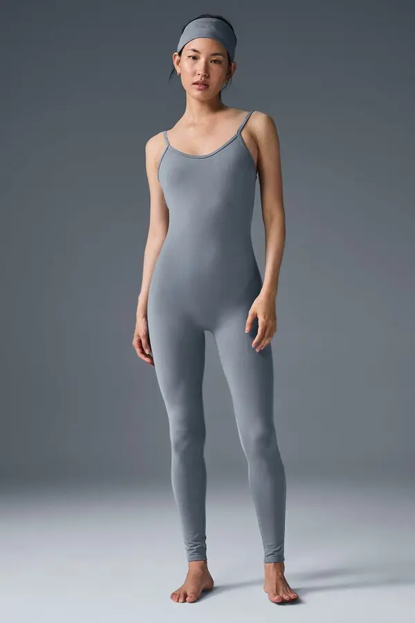 Alo Yoga Airbrush One And Done Onesie Top - Steel Grey
