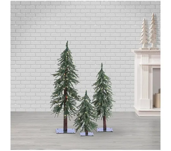 STERLING Elegant 3-piece Prelit Alpine Tree Set Co