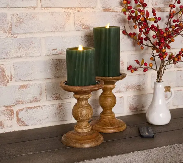 MARTHA STEWART As Is Set Of 2 Micro Ribbedflamelesscandle
