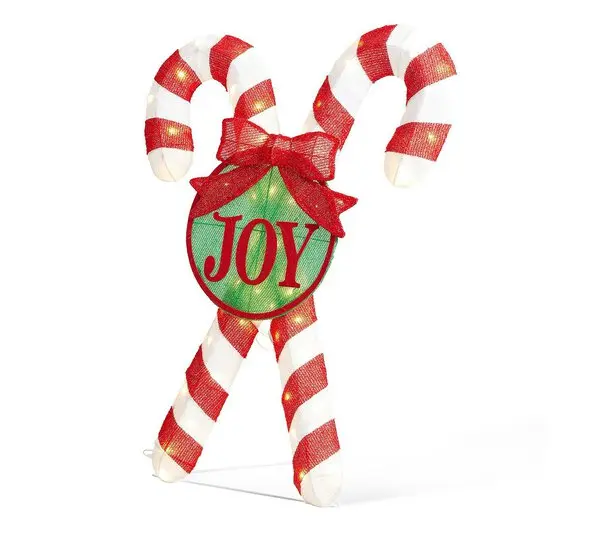 GLITZHOME 35.5'h Lighted Christmas Candy Cane O Utdoor Decor