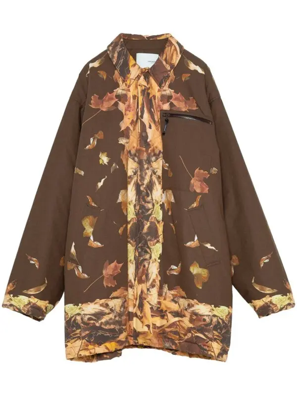 YOSHIOKUBO Leaf-print Single-breasted Coat