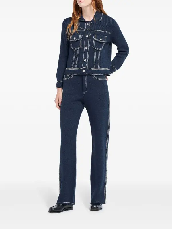 BARRIE Contrast-stitch Knitted Jacket