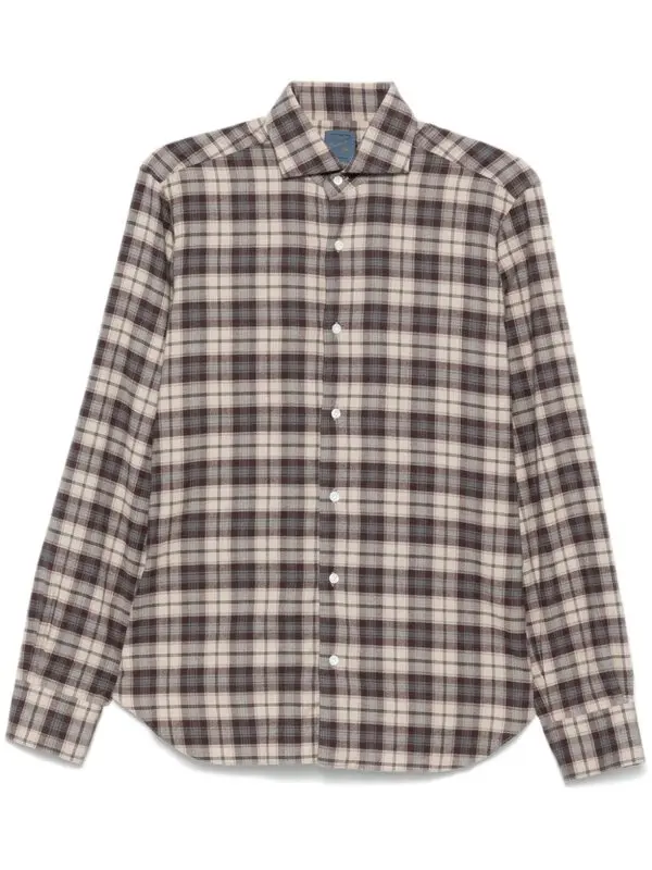 BARBA NAPOLI Checked Shirt - Brown