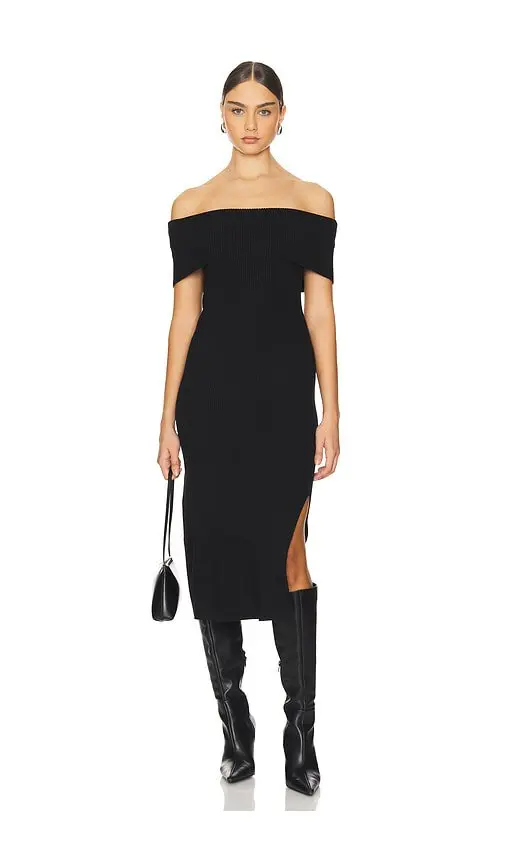 strapless open back dress Cold Shoulder Rib-Knit Sweater Dress (Belt Not Included) main image 1