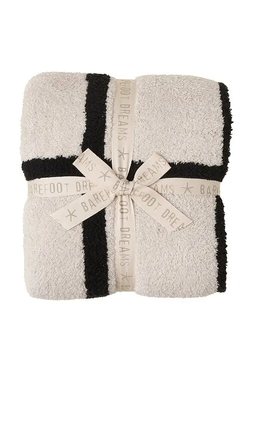 Barefoot Dreams Cozychic Grid Plaid Throw In Black,white - Stone & Black