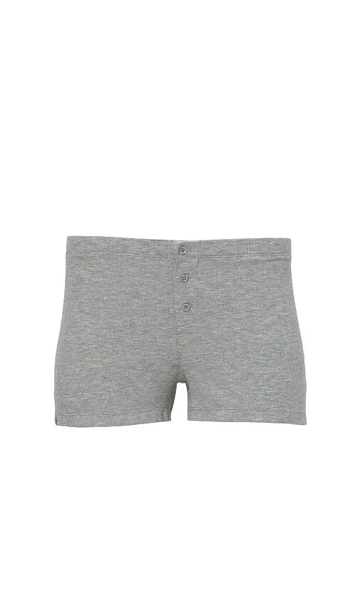 Barefoot Dreams Malibu Collection Ribbed Boxer Shorts - Heathered Gray