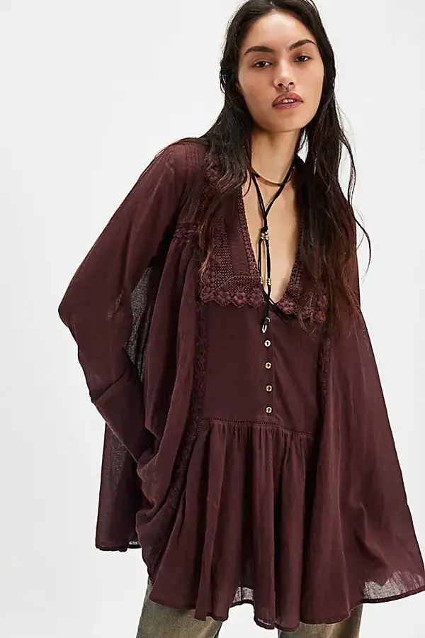 Free People Victorian Mini Dress In Aubergine - 58% Off | Editorialist