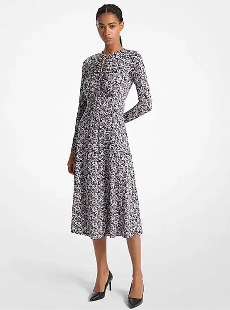Michael Kors Embellished Floral Matte Jersey Keyhole Dress In Black - 55%  Off | Editorialist
