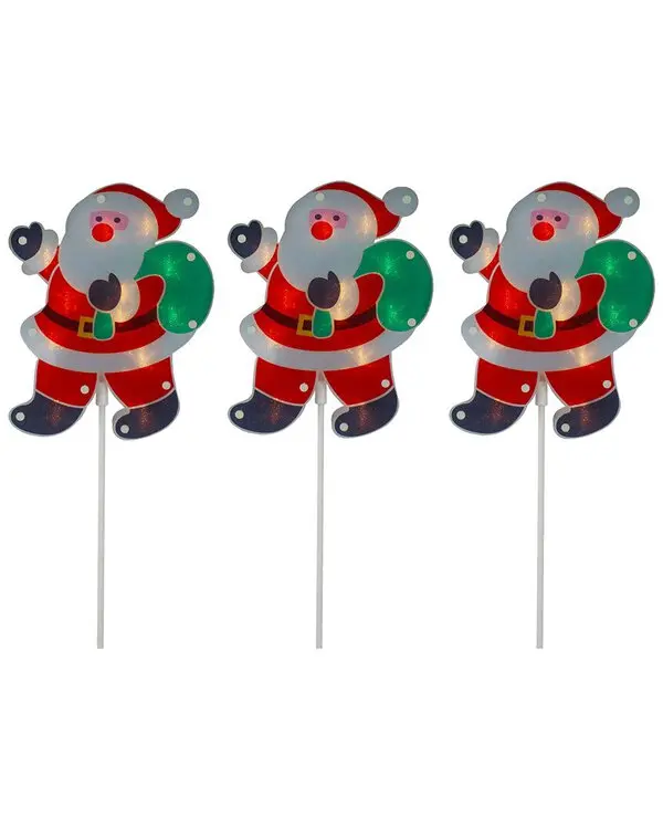Buy NORTHLIGHT Set Of 3 Lighted Holographic Santa Claus Christmas ...