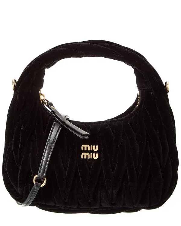 Buy Miu Miu Wander Velvet Hobo Bag - Black At 22% Off | Editorialist