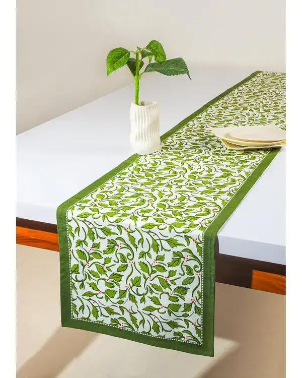Buy TIRAMISU Ever Elegance Block Print Table Runner - Green At 68% Off ...