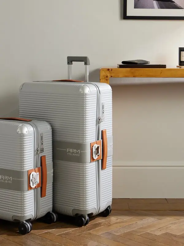 FPM MILANO Bank Zip Deluxe 76cm Leather-trimmed Polycarbonate Spinner Suitcase - Gray